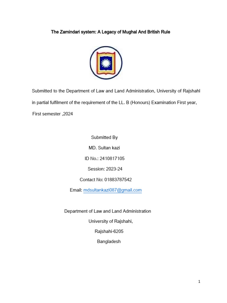 Zamindari System: Impact of Mughal & British Rule | PDF | Quantitative ...