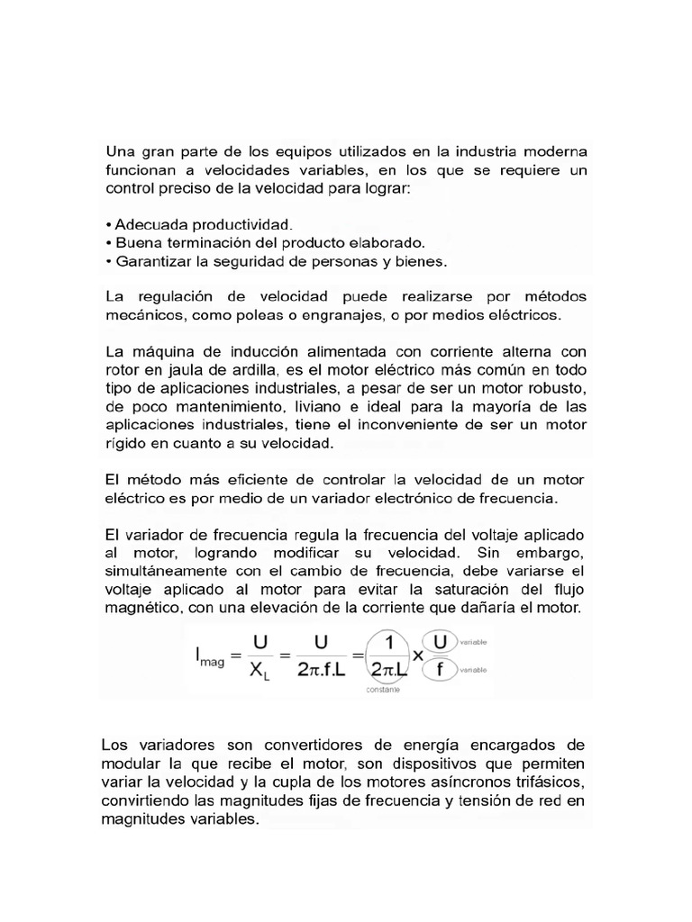 Variadores de Velocidad - Resumen | PDF