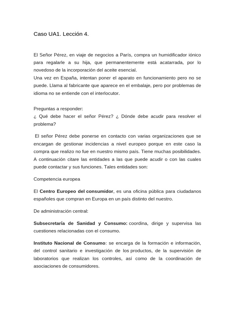 Caso UA1. Lección 4 | PDF