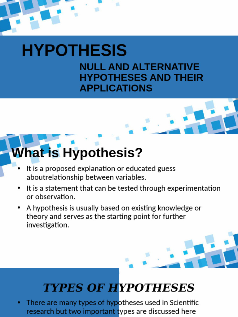 Hypothesis presentation | PDF | Hypothesis | Null Hypothesis