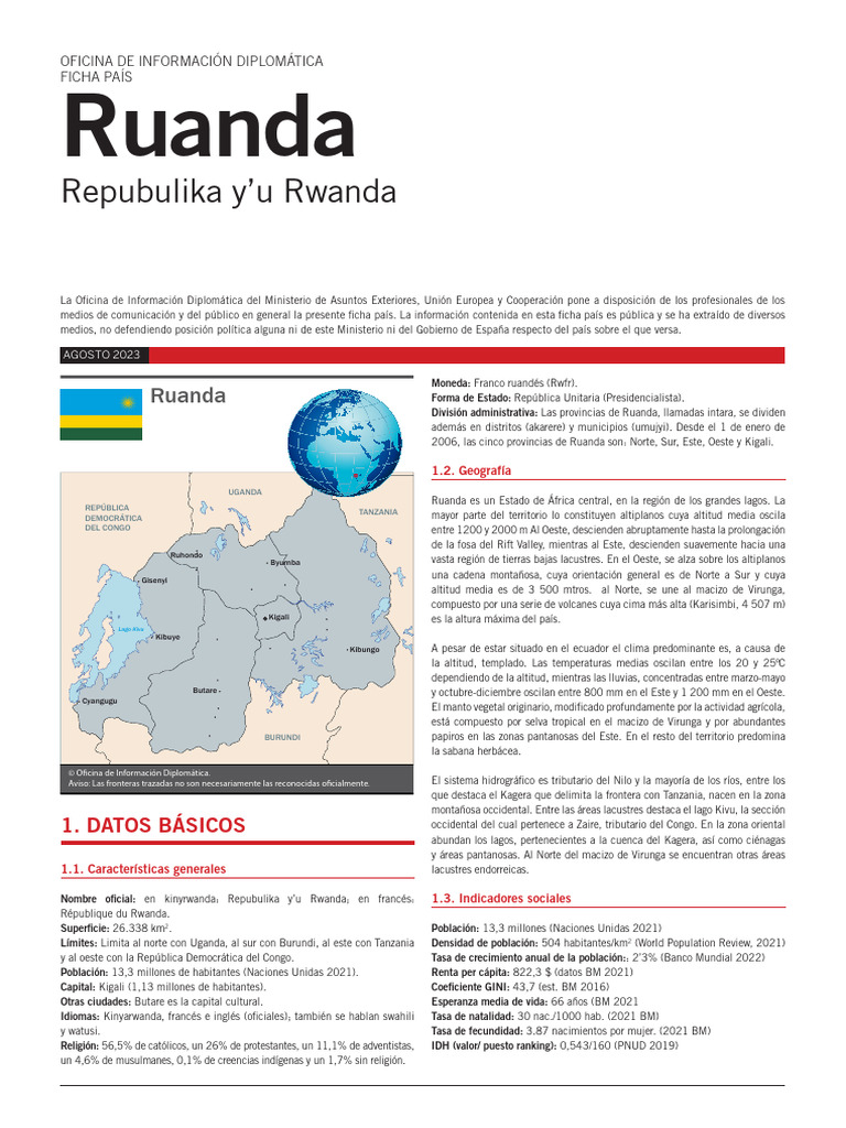 Ruanda - Ficha Pais | PDF | Ruanda | Ministerio (Departamento de Gobierno)
