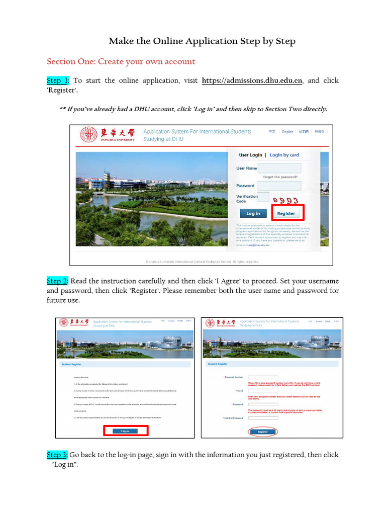 Make The Online Application Step by Step: Section One: Create Your Own ...