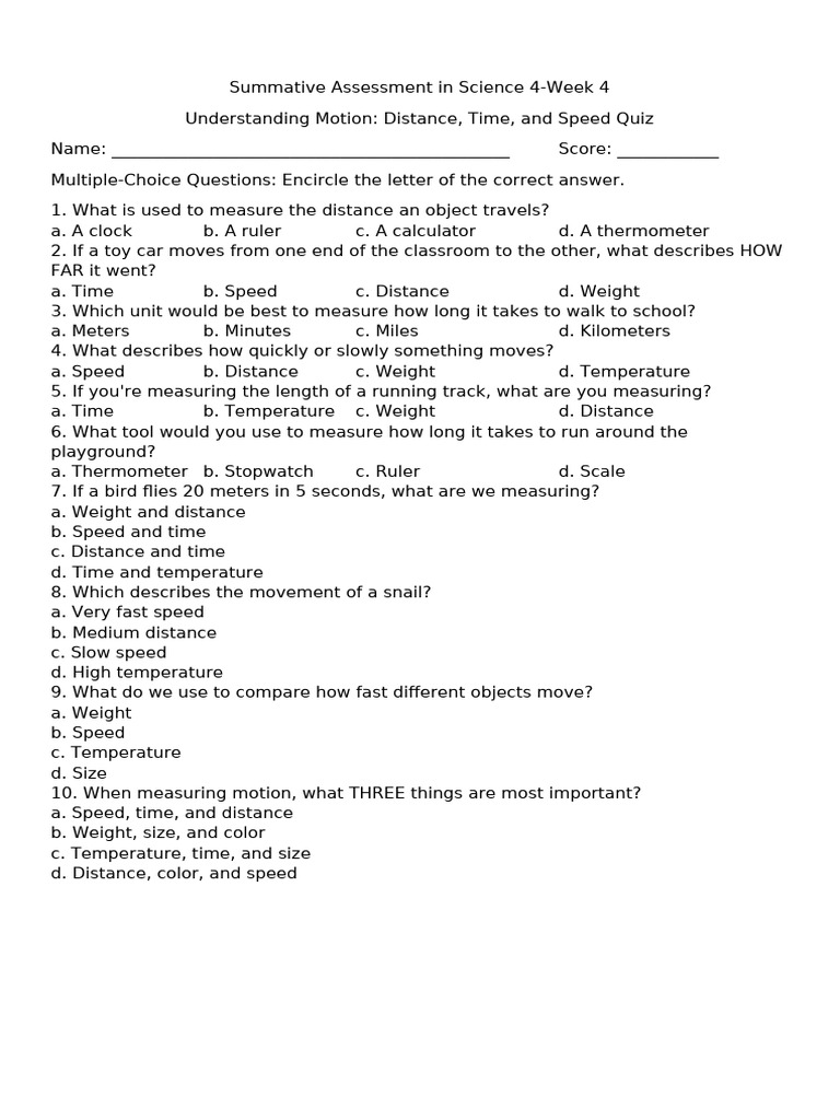 Formative Assessment in Science 4 | PDF