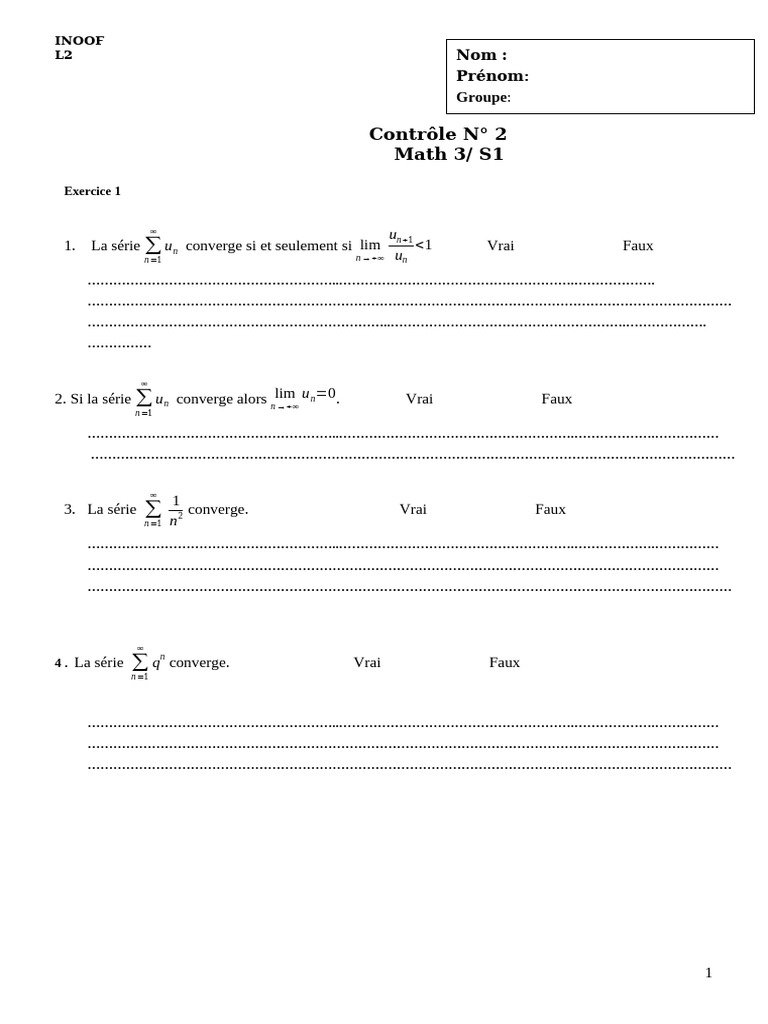 Controle-S2-Math-g3-g4 | PDF