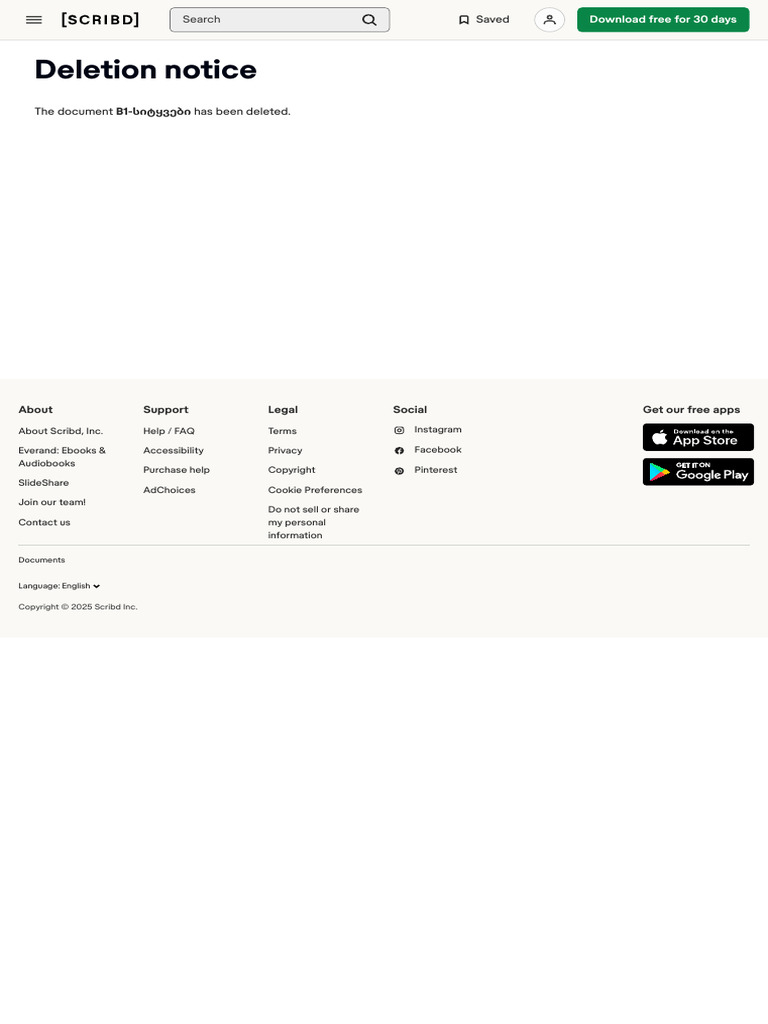 Deletion Notice Scribd | PDF