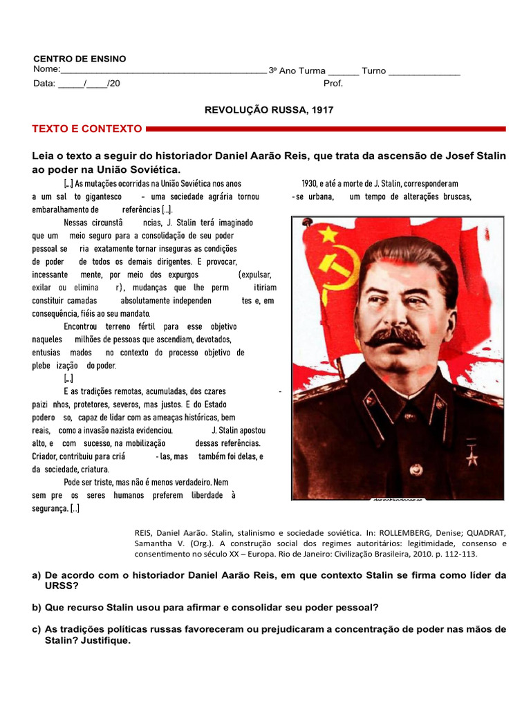 3º Ano Rev Russa Stalin | PDF