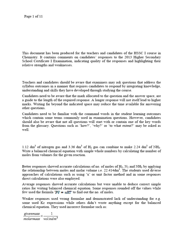 E Marking Chemistry 2013 | PDF | Gases | Redox