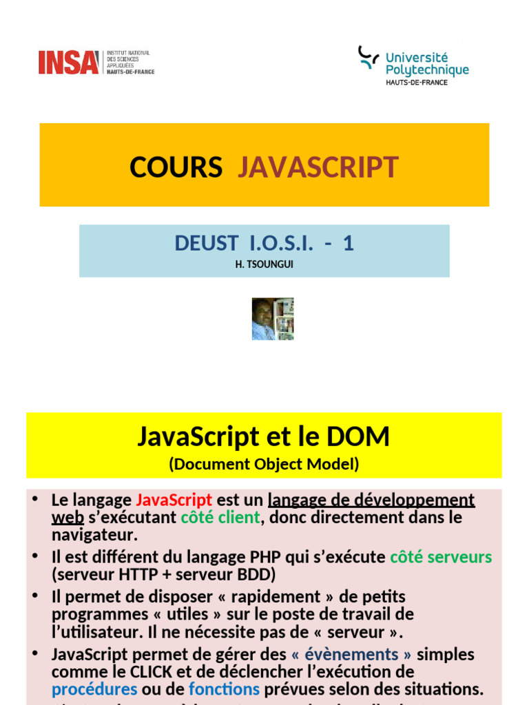 COURS JAVASCRIPT - Henri 2 | PDF | JavaScript | Modèle d'objet de document