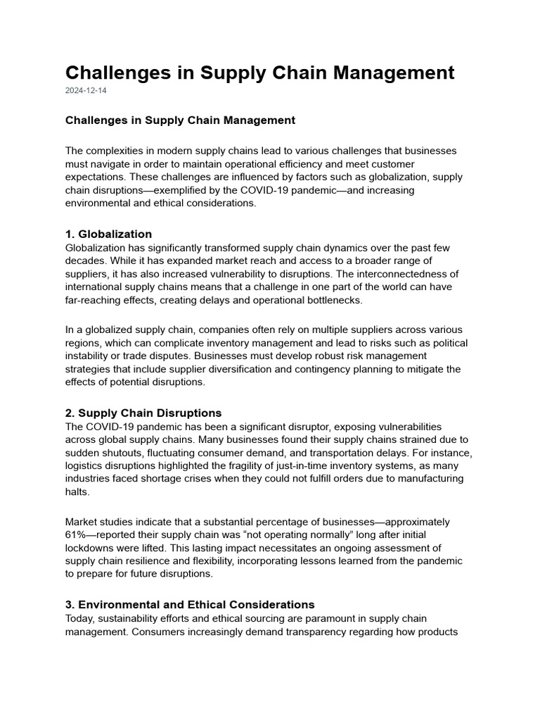 Navigating Supply Chain Challenges | PDF | Supply Chain | Supply Chain ...