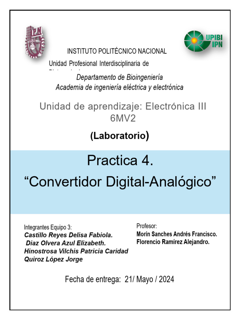 6MV2 Pra4 Eq2 | PDF | Convertidor digital a analógico | Señal analoga