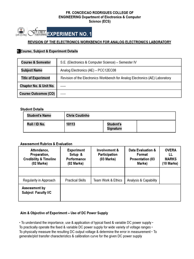 Analog Electronics Lab Workbench Revision | PDF | Amplitude | Hertz
