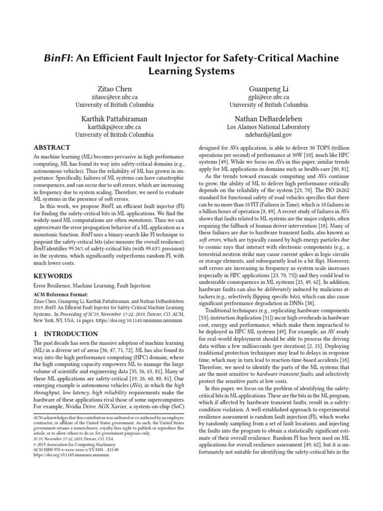 BinFI - An Efficient Fault Injector For Safety-Critical Machine | PDF | Function (Mathematics ...