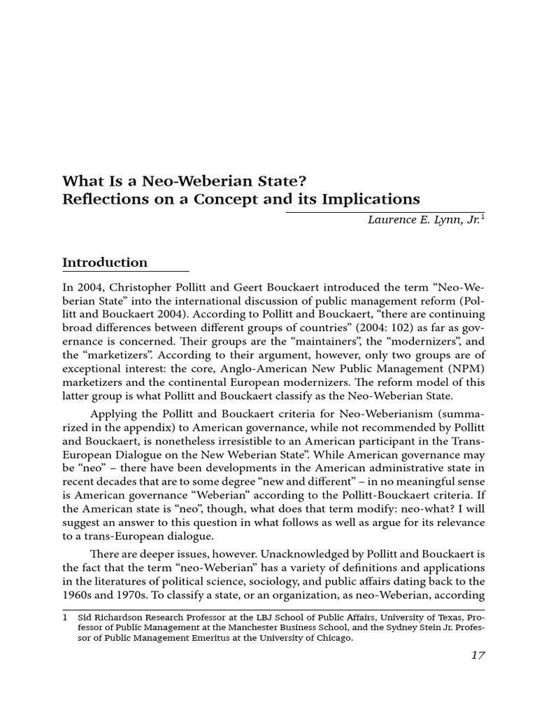 Understanding the Neo-Weberian State | PDF | Max Weber | Theory