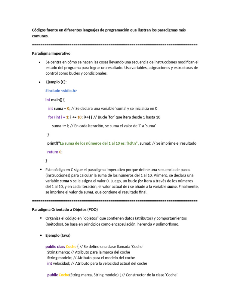 Códigos fuente en diferentes lenguajes de programación que ilustran los ...