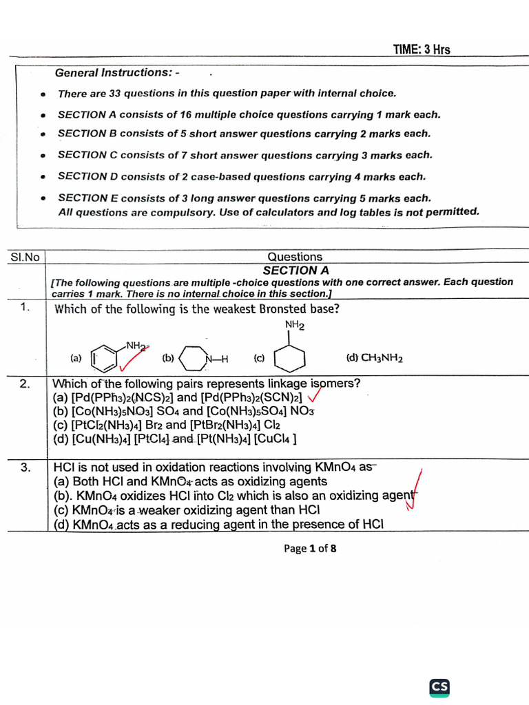 PB1 Qp-Answer Key | PDF