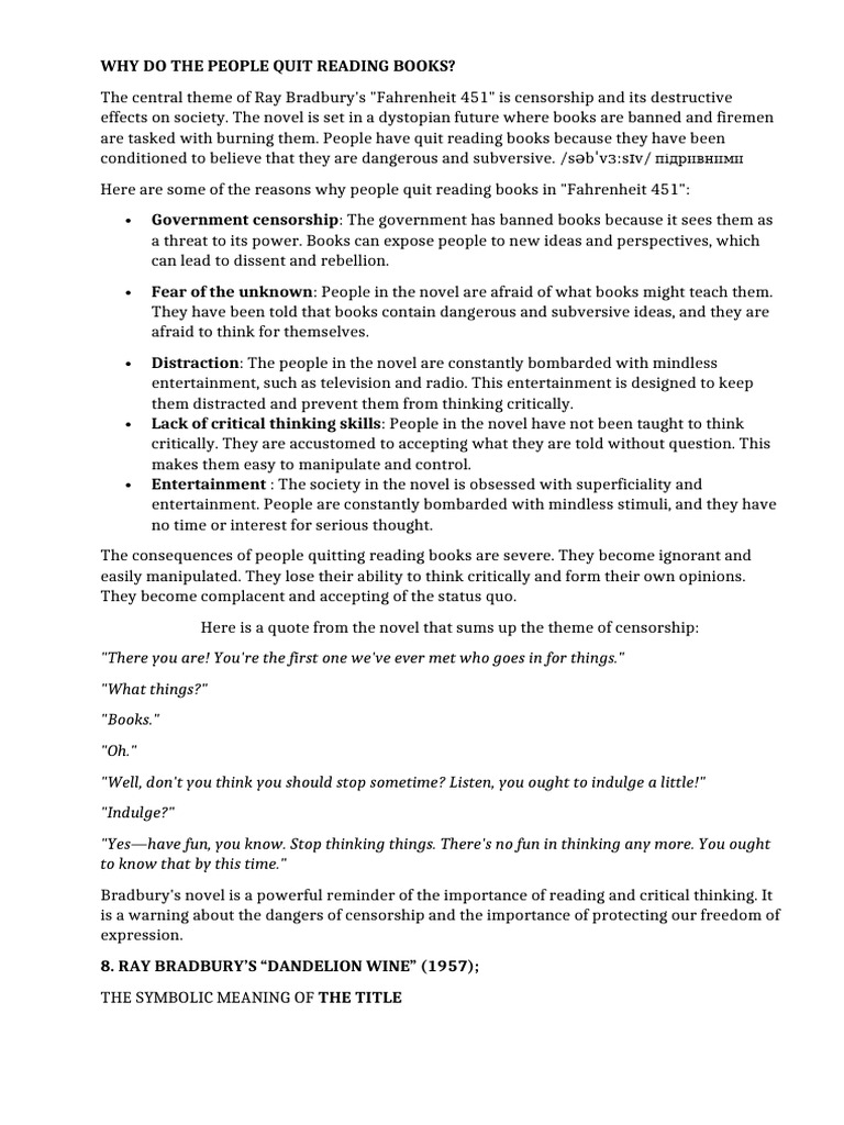 Why Do The People Quit Reading Books | PDF