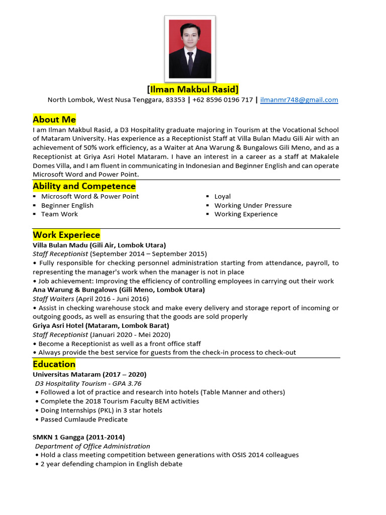 Ilman Makbul Rasid CV | PDF