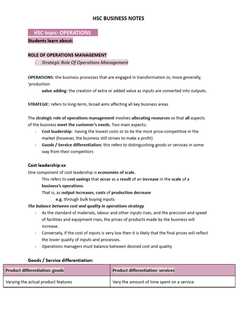 Business Notes YR 12 | PDF | Corporate Social Responsibility | Supply Chain