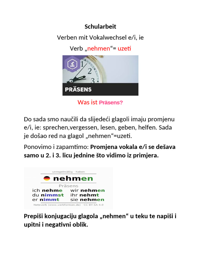 Vokalwechsel nehmen im Prasens | PDF