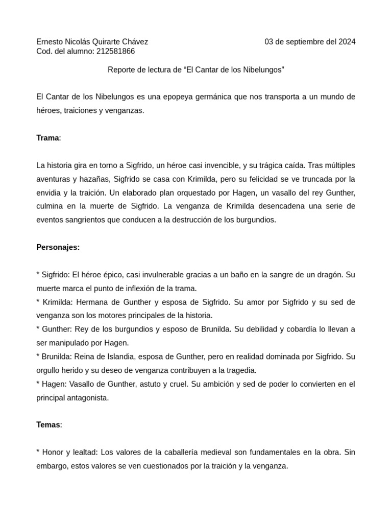 El Cantar de Los Nibelungos | PDF
