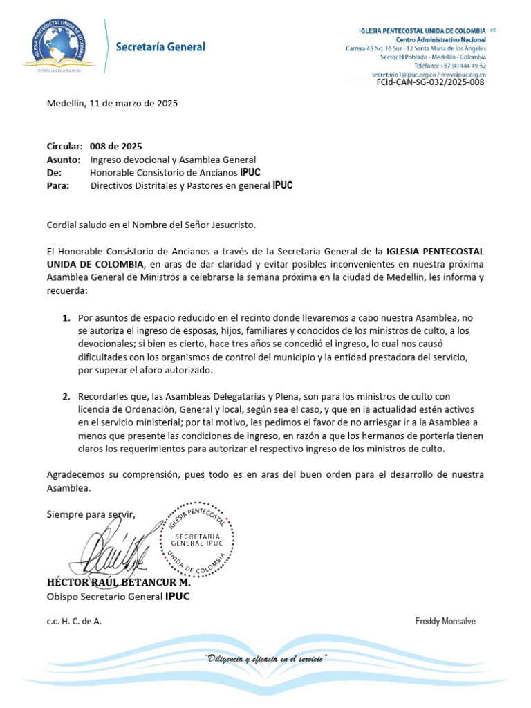 CIRCULAR 008 de 2025 | PDF