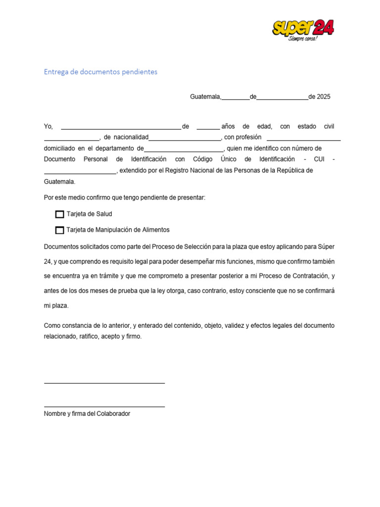 Documentos Pendientes 2025 | PDF