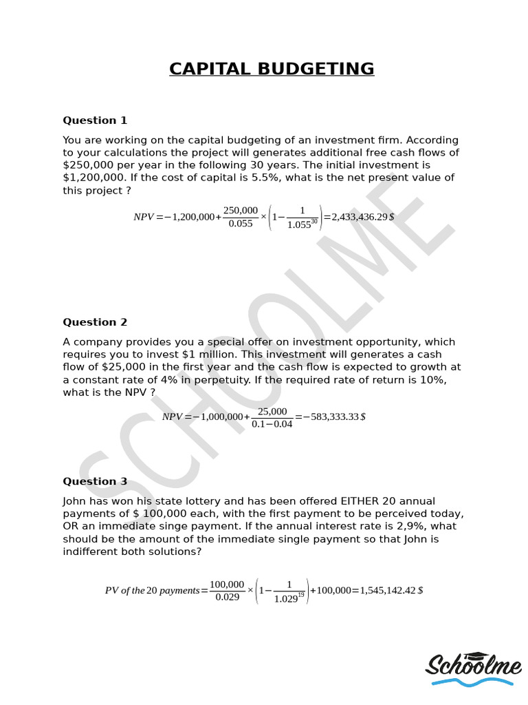 Exercices Midterm Corpo | PDF | Net Present Value | Capital Budgeting