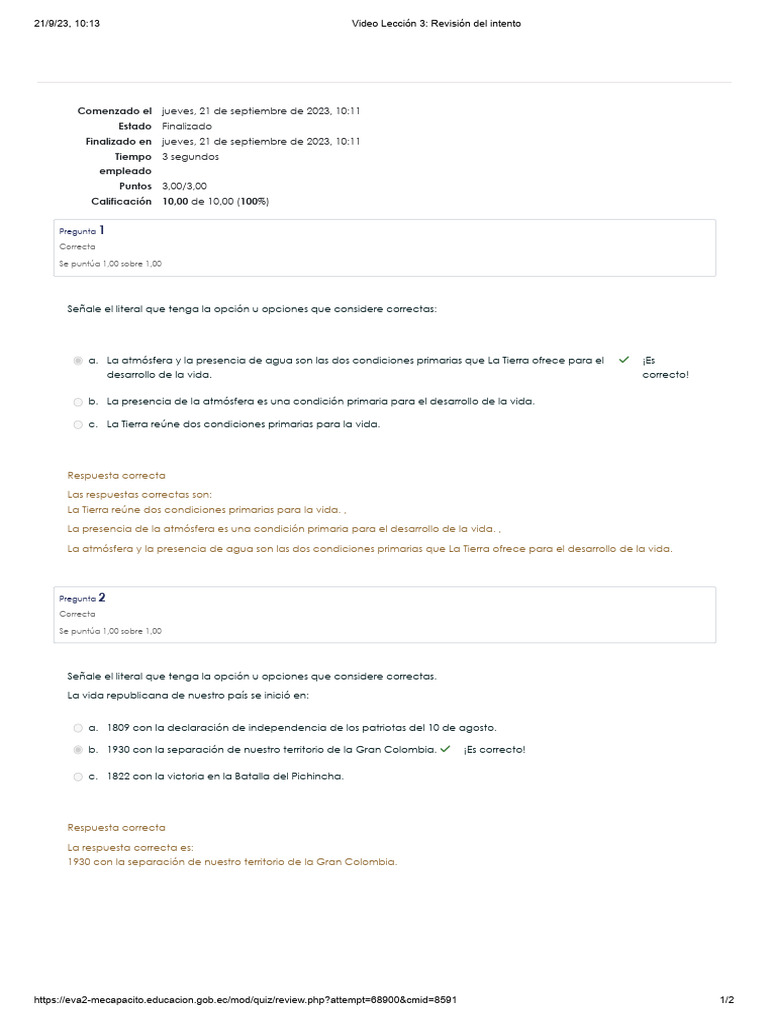 Video Lección 3 - Revisión Del Intento | PDF
