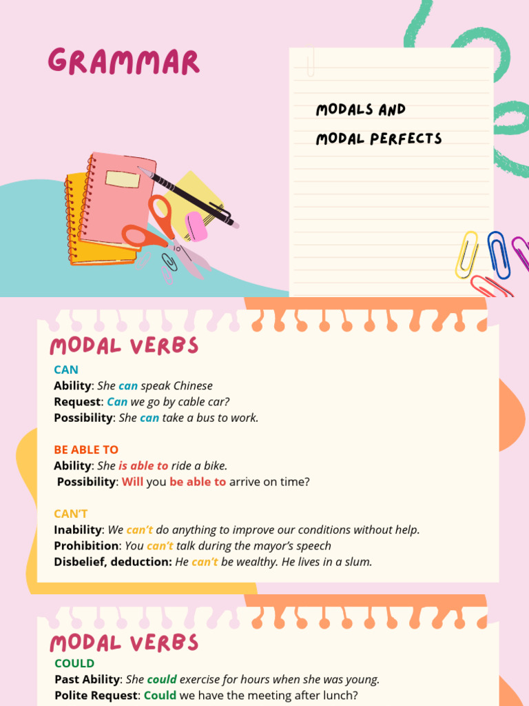 Grammar - Modal Verbs and Modal Perfects | PDF | Linguistic Typology ...