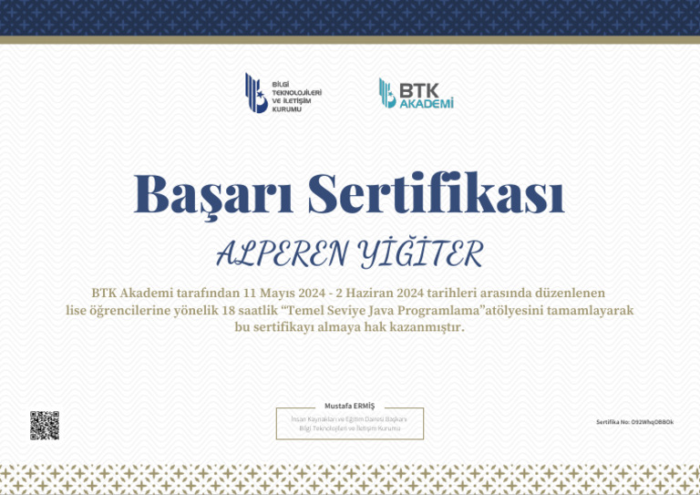 Temel Seviye Java Programlama Sertifika | PDF