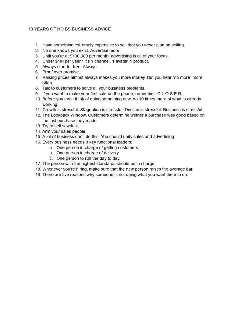 20 business advices | PDF