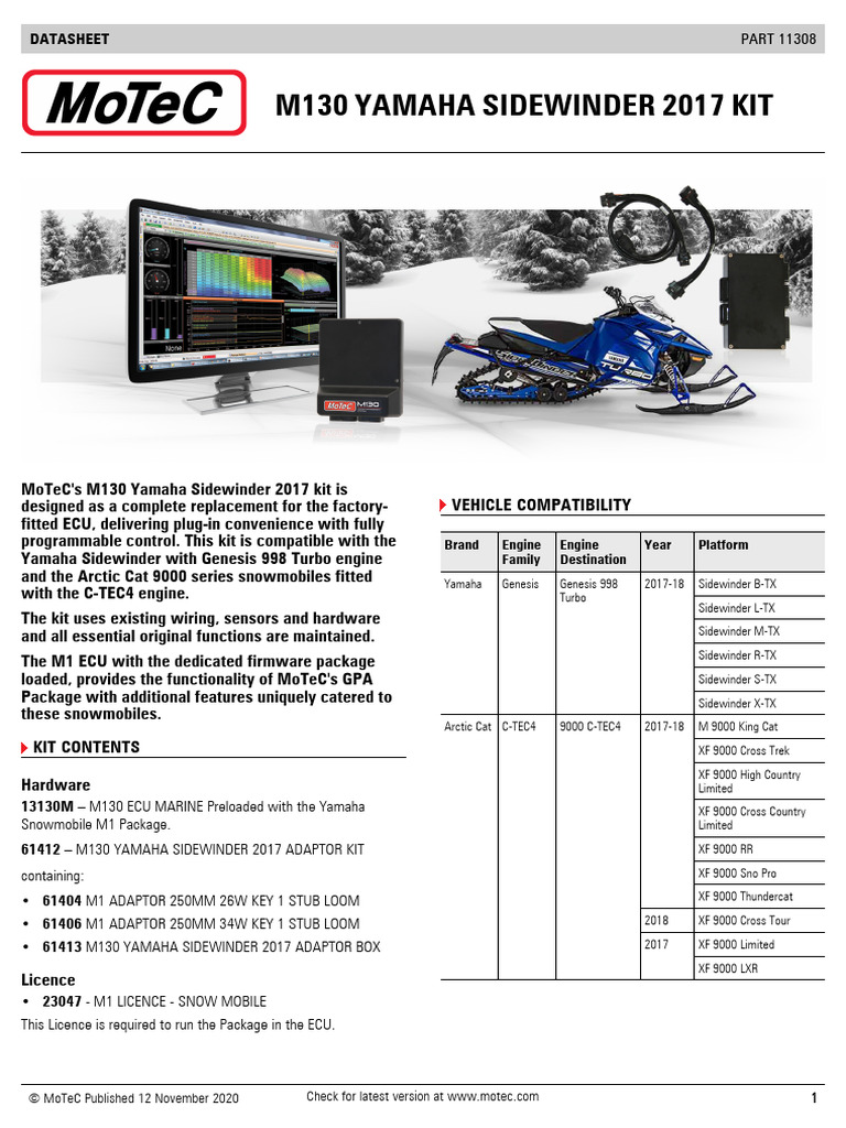 CDS11308 Yamaha Sidewinder 2017 Kit | PDF | Throttle | Engines