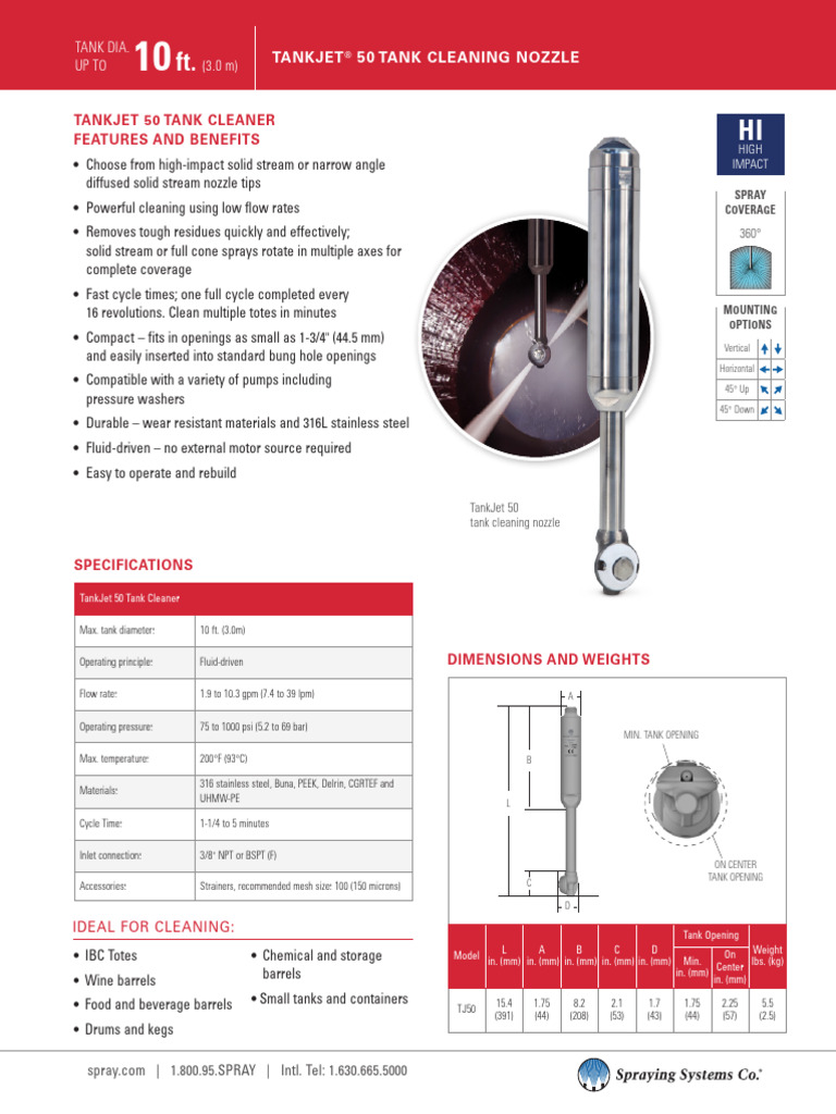 TJ50 Up To 10ft Tank-Cleaner | PDF | Mechanical Engineering