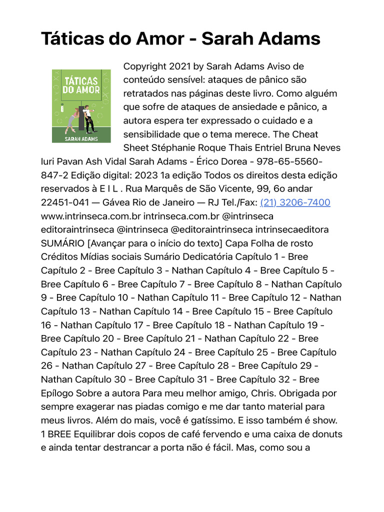 Táticas Do Amor Sarah Adams | PDF