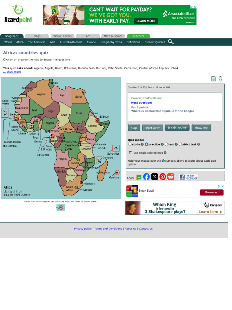 Africa Countries Quiz Interactive Map | PDF