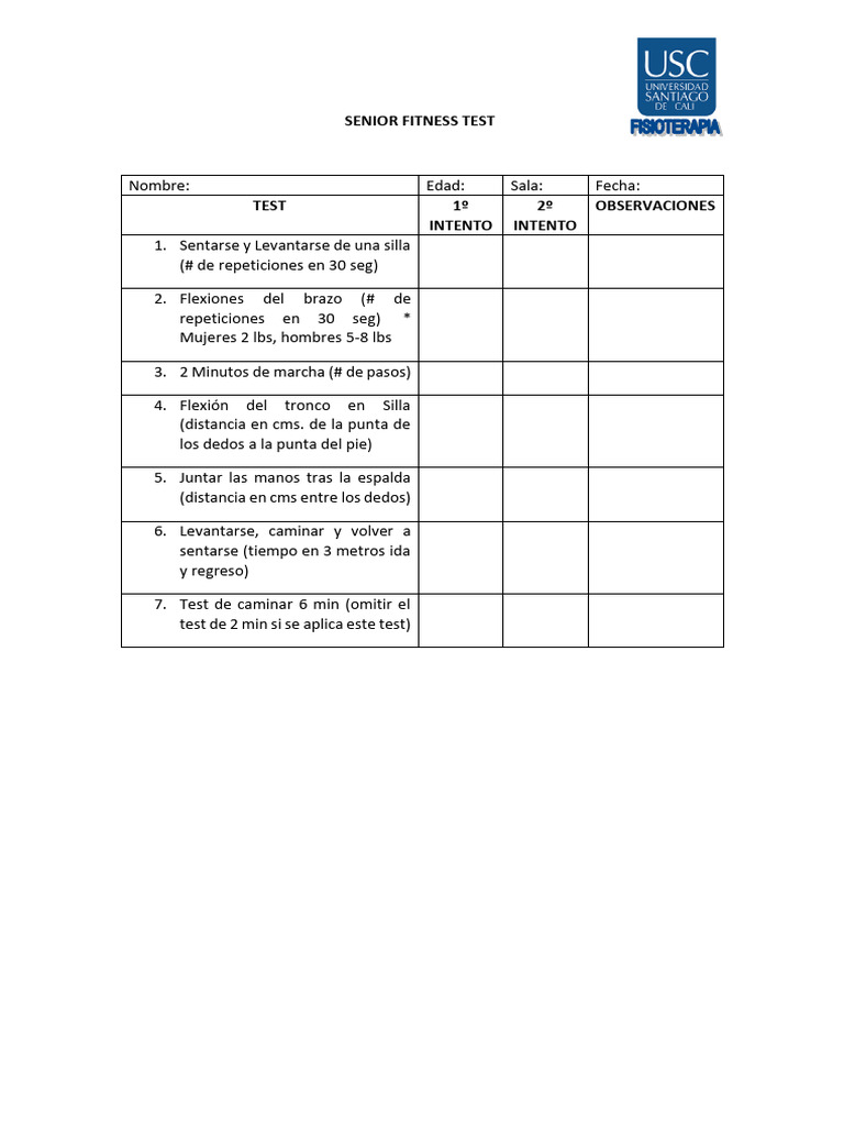 Test de Fitness para Adultos Mayores | PDF