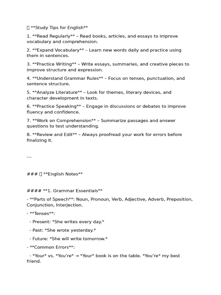 Language Arts Study - With Questions and Summary | PDF | English ...