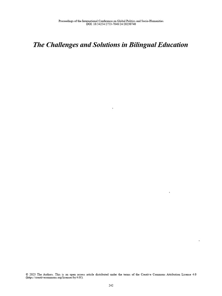 The Challenges and Solutions in Bilingual Educatio | PDF ...
