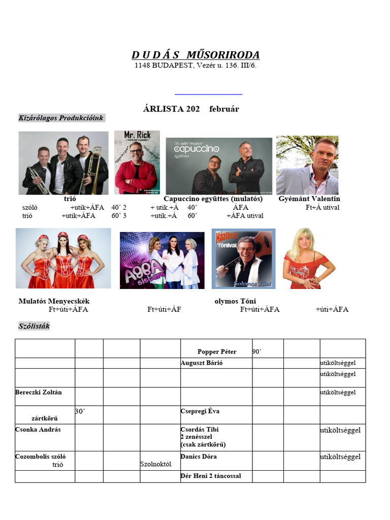 Árlista 2025. Február 8. | PDF