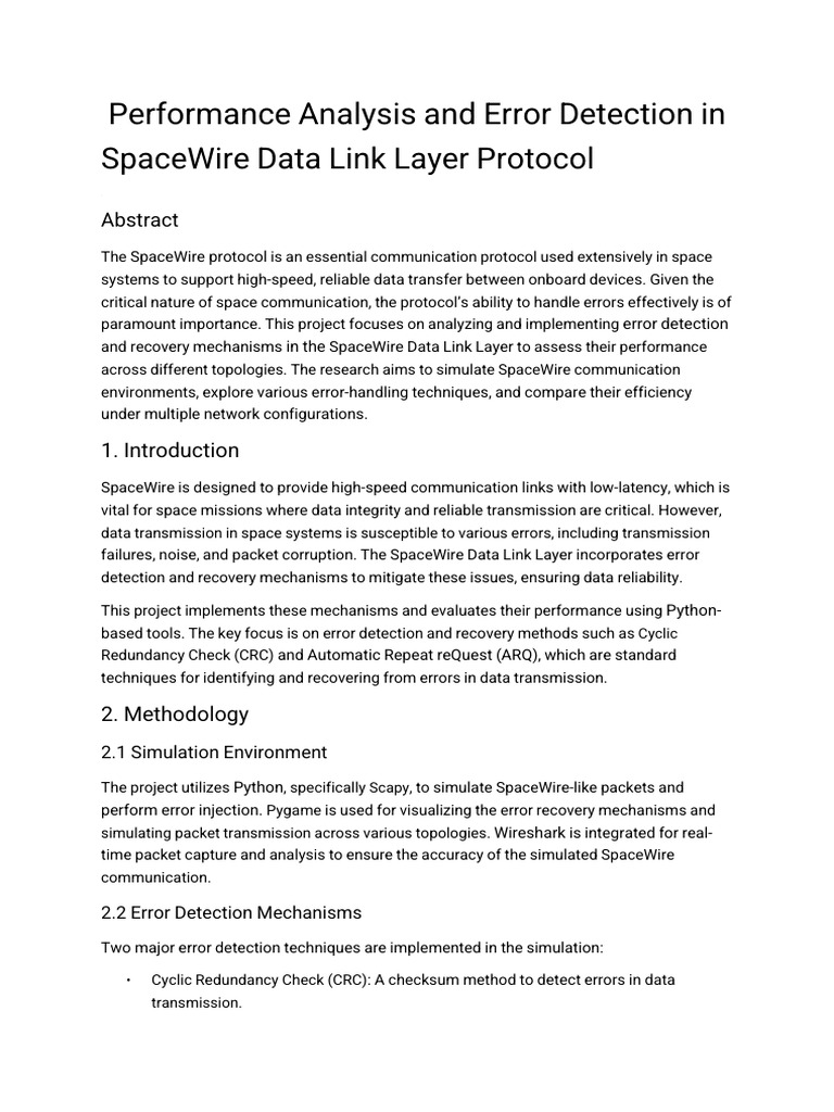 SpaceWire Error Detection Analysis | PDF | Error Detection And ...