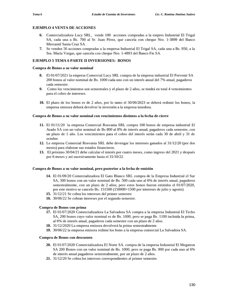Tema 6 Ej. Inversiones Parte Ii | PDF | Bonos (Finanzas) | Inversiones