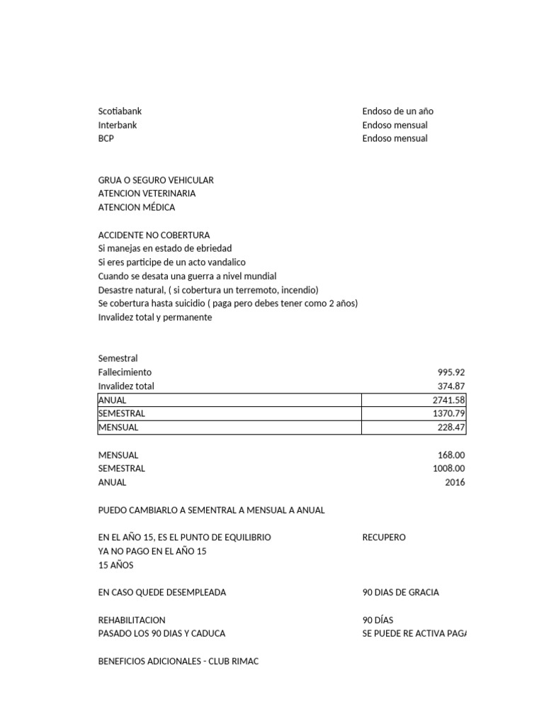 Seguro Rimac Cotizacion | PDF