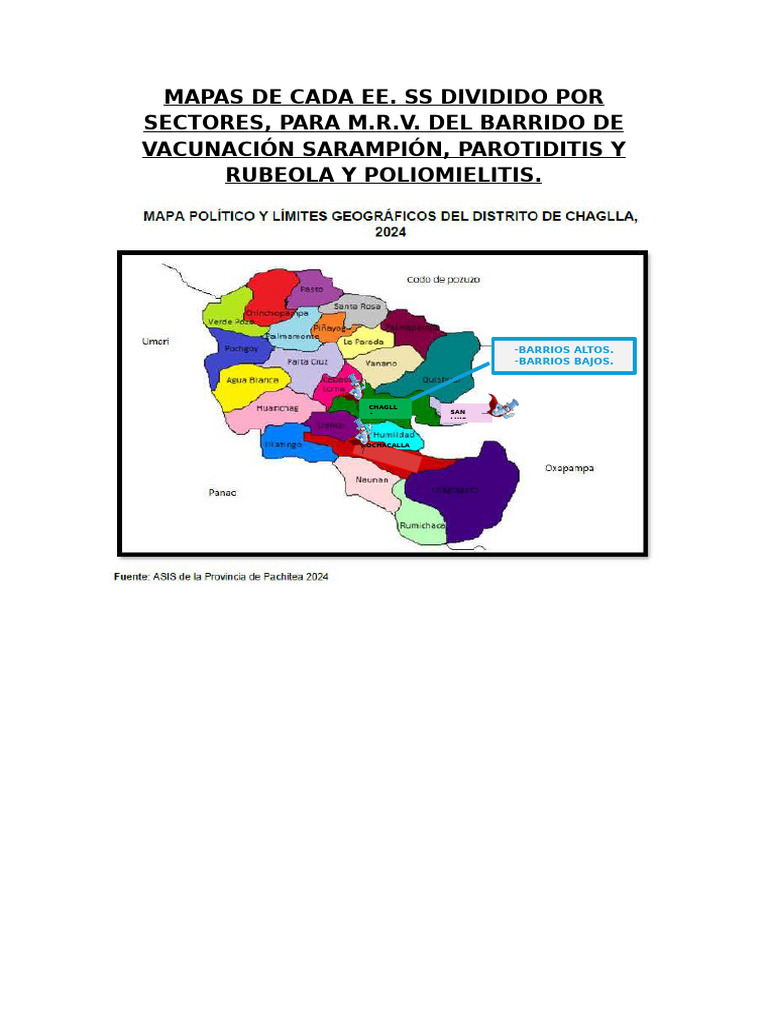 Mapas de Cada Ee. SS Dividido Por Sectores, para M.R.V. Del Barrido de Vacunación Sarampión ...
