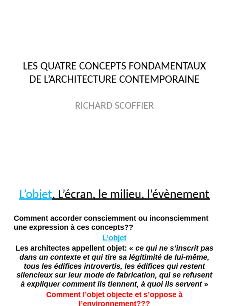 Les Quatre Concepts Fondamentaux de l’Architecture Contemporaine | PDF | Conception ...