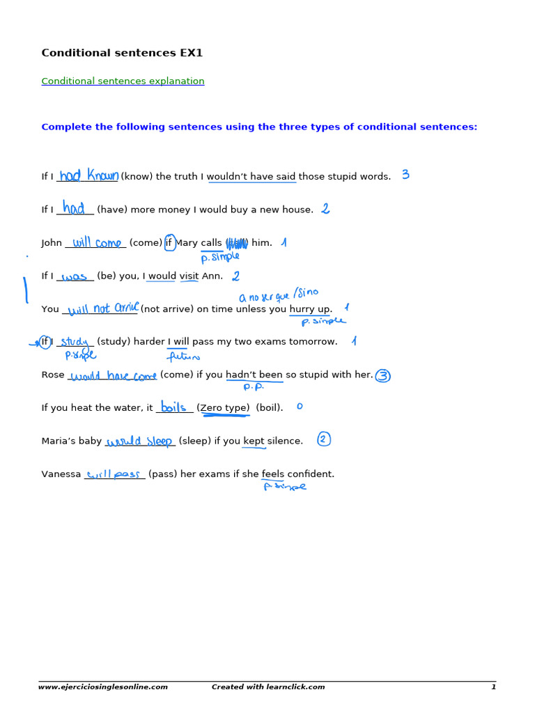 Conditional Sentences EX1 | PDF
