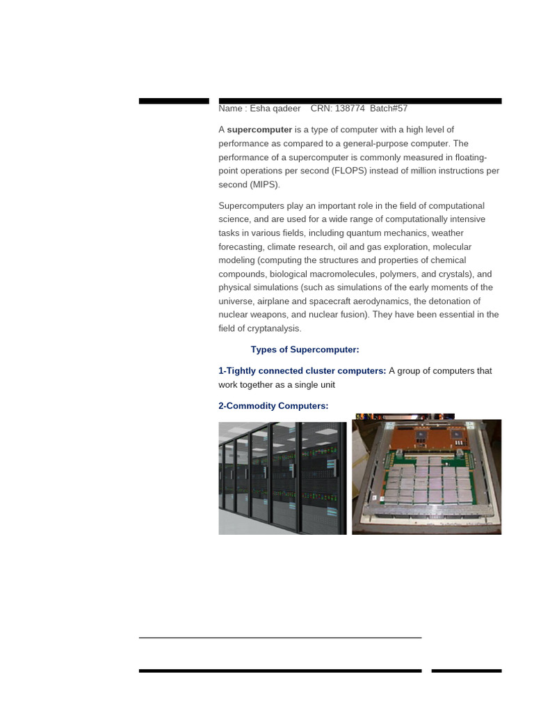 Overview of Supercomputers and Their Types | PDF