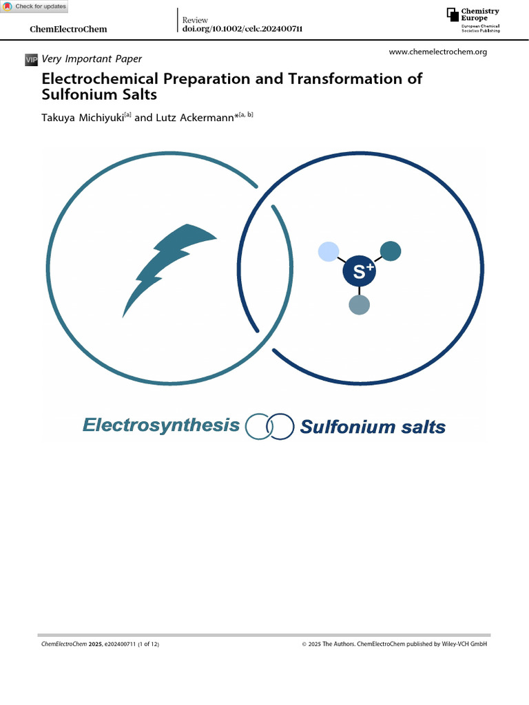 Electrochemical Transformations of Sulfonium Salts | PDF | Redox ...