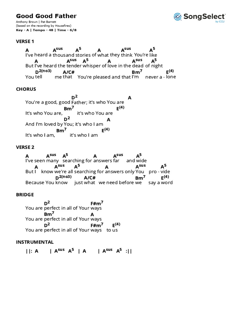 Good Good Father-chords-A | PDF | Song Structure | Popular Music