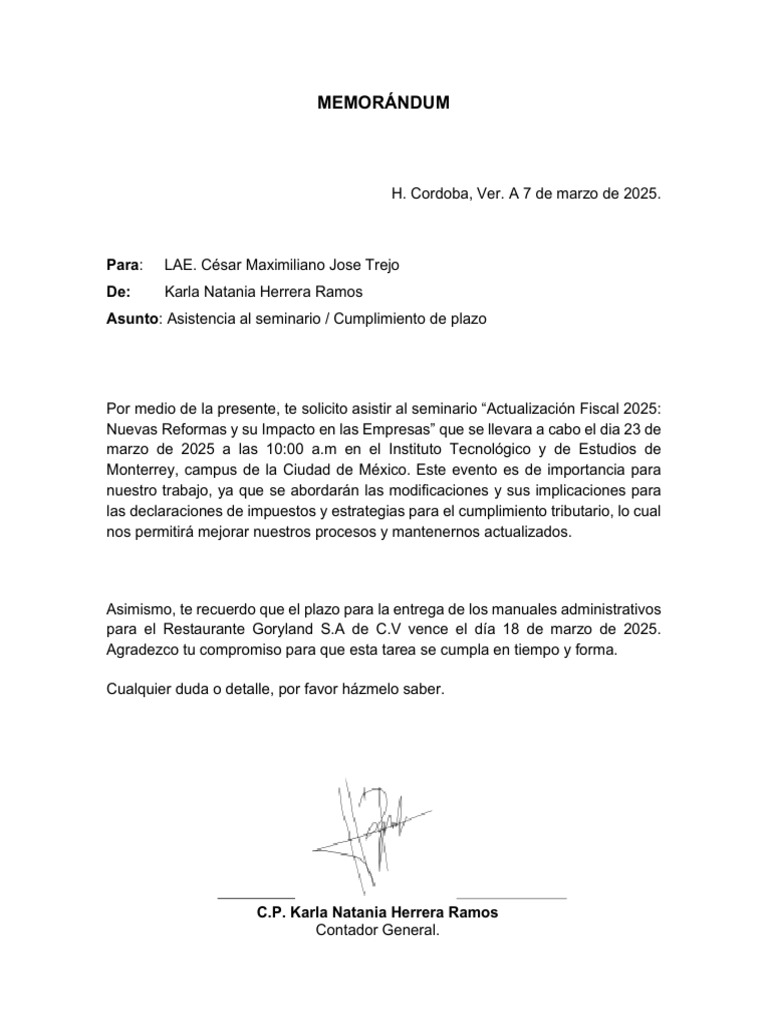 Ejemplo de Memorandum y Circular | PDF