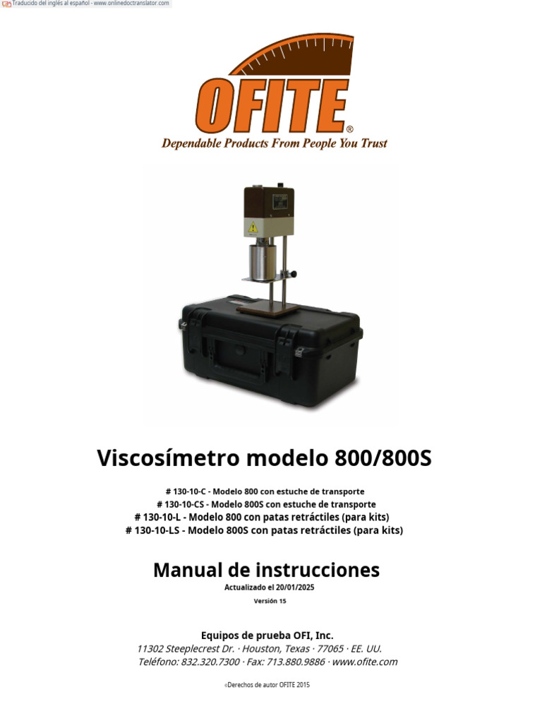 Viscosímetros OFITE 800 y 800S: Manual | PDF | Fuente de alimentación ...